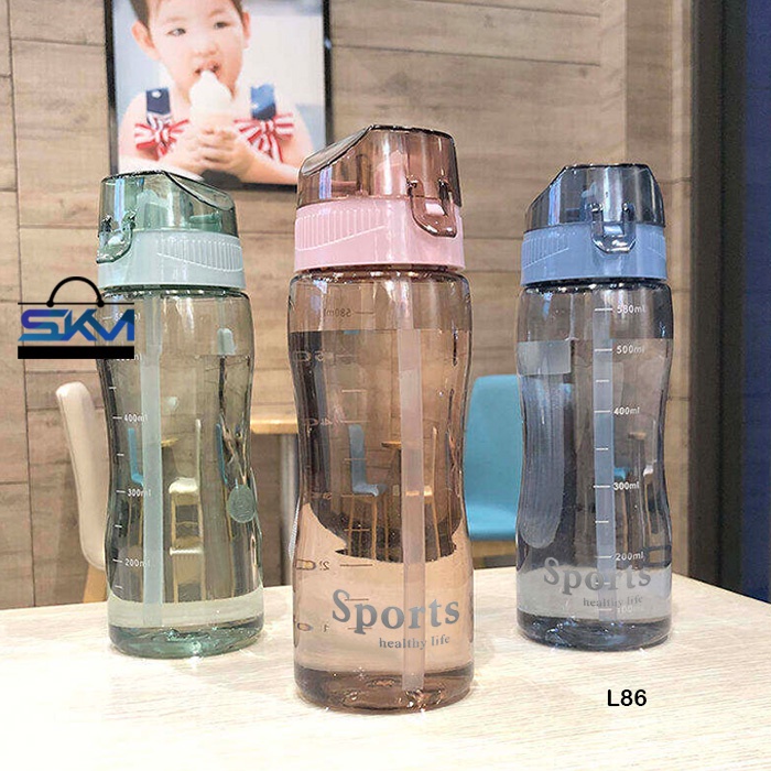 SKM 580ml Sports Water Bottle with Straw Plastic/Portable Drinkware ...