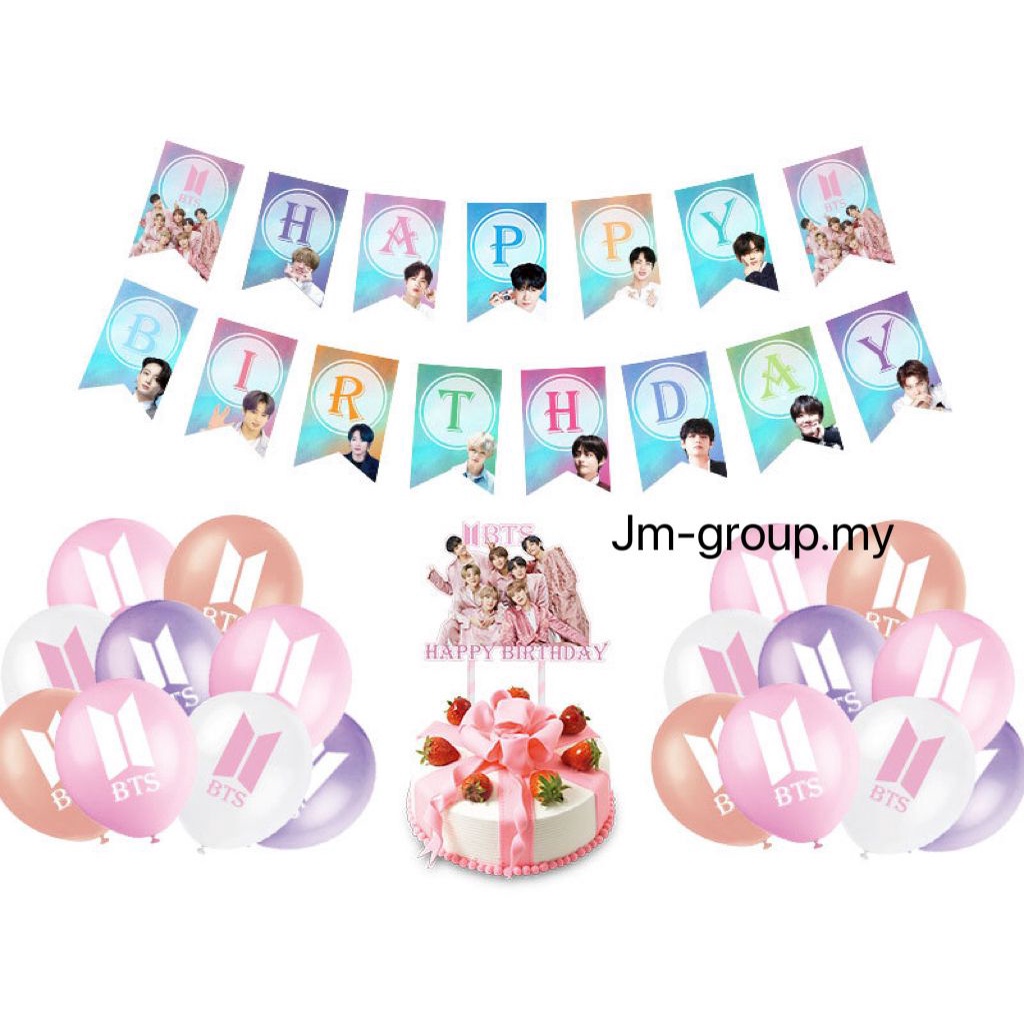 BTS Happy Birthday Banner / Cake Topper 1PCS / BTS Balloon 20PCS ...