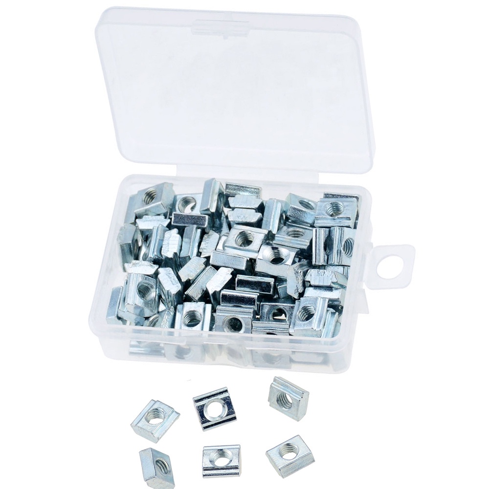 100PCS/Box M3 M4 M5 M6 T Block Square Nuts T-Track Sliding Hammer Nut For Fastener T Slot ...