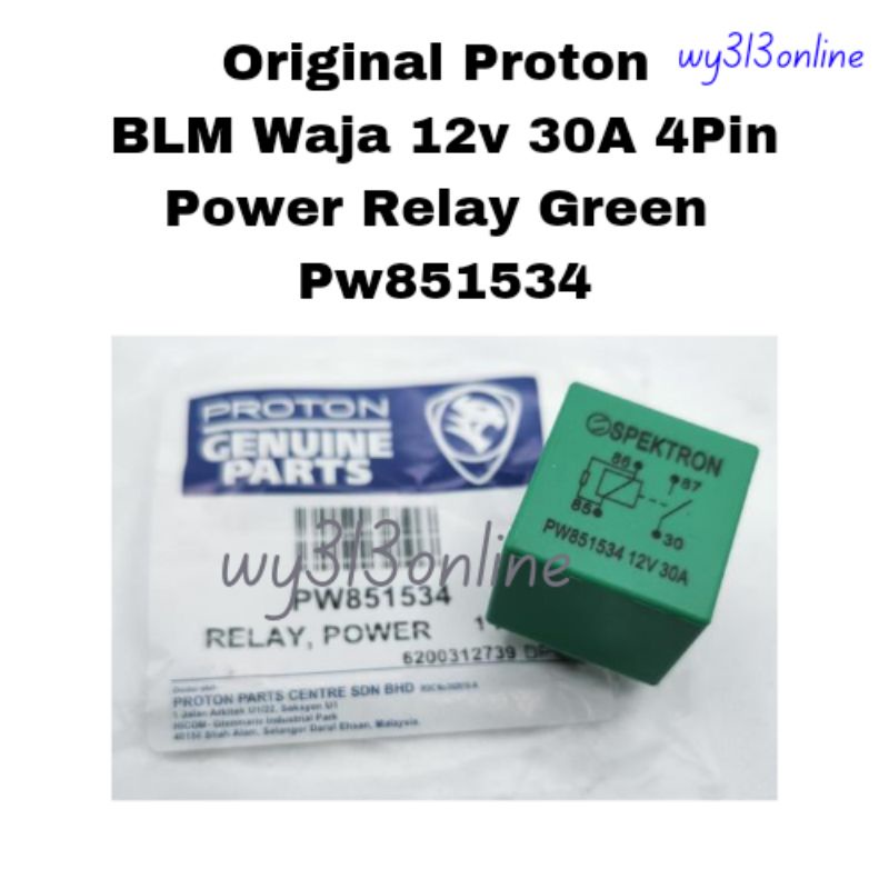 Original Proton BLM Waja 12v 30A 4Pin Power Relay Green Pw851534 ( 1pc ...