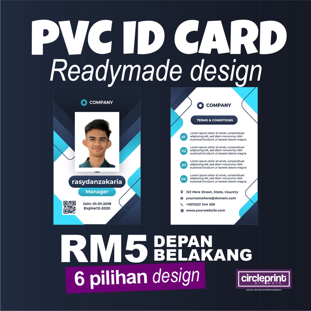 ID Card Custom (No Min Order 1 Pcs Pun Boleh) Depan Belakang RM 5 ...