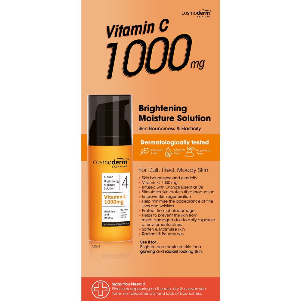 COSMODERM GLOW C BRIGHTENING MOIST SOLUTION 50ML | Shopee Malaysia