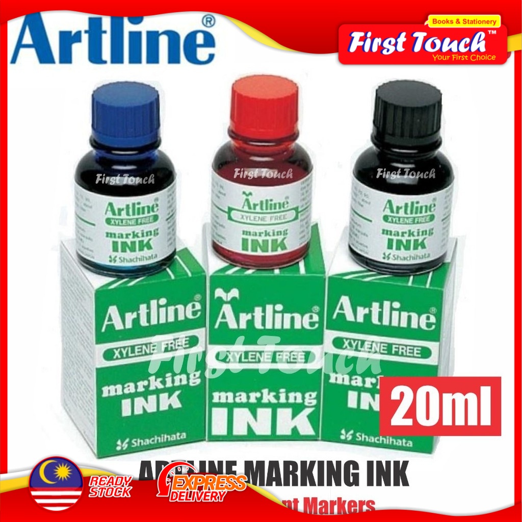 ARTLINE Permanent Marking Refill Ink 20ml (Black / Blue / Red) | Shopee ...