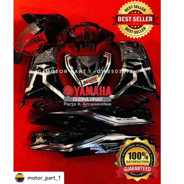COVER SET LC 135 V2,V4V5,V6,V7 MX CHROME HITAM KILAT ORIGINAL ABS 2022 ...