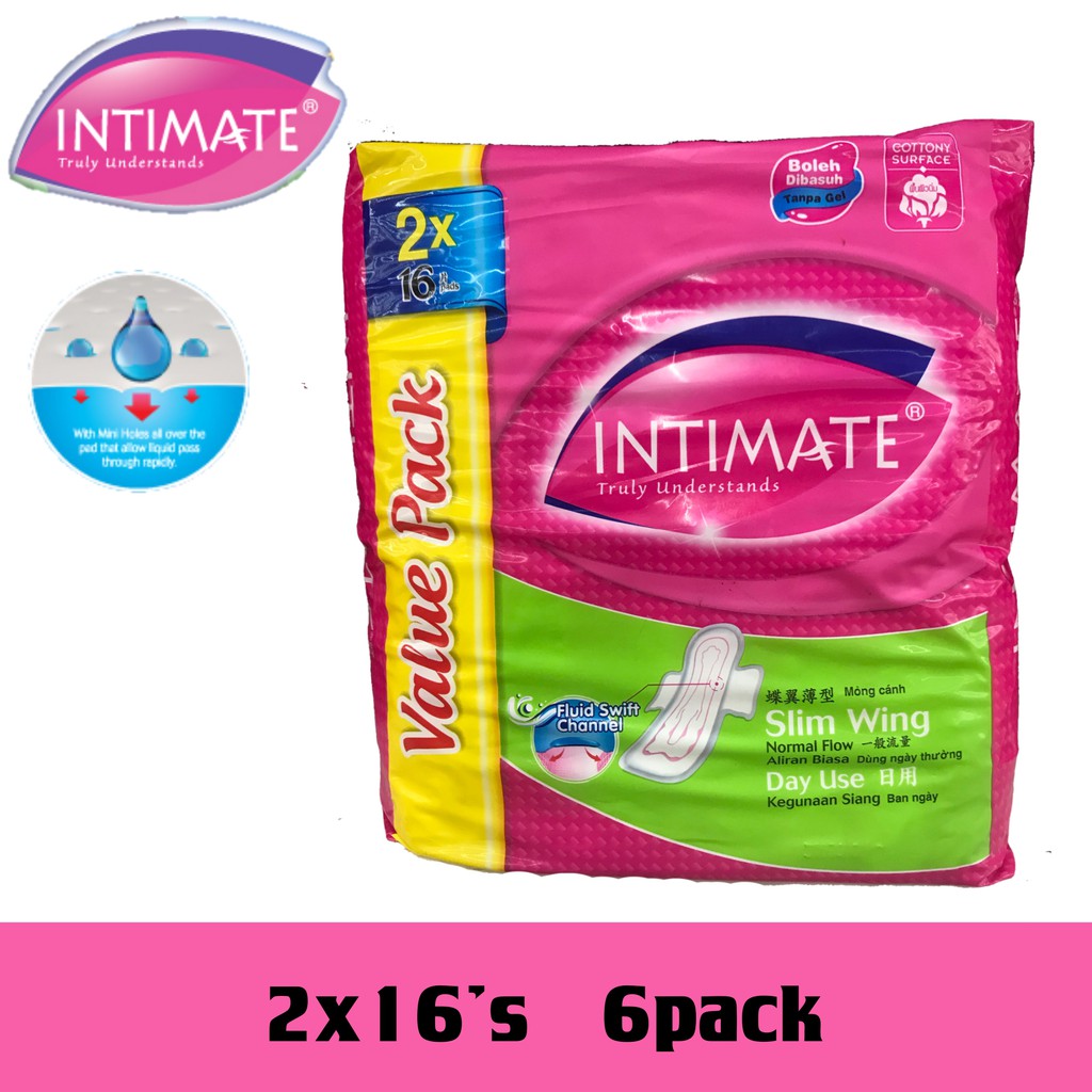 INTIMATE DAYLITE SLIM WING-SATIN FEEL ( 2 X 16's X 6 VALUE PACK ...