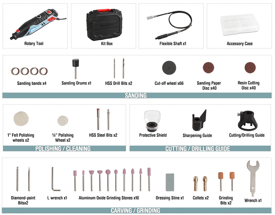 WORKPRO 130W Electric Mini Drill Grinder Engraver Variable Speed Rotary ...