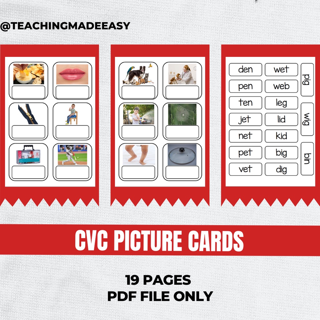 CVC (Consonant-Vowel-Consonant) Picture Cards | Shopee Malaysia
