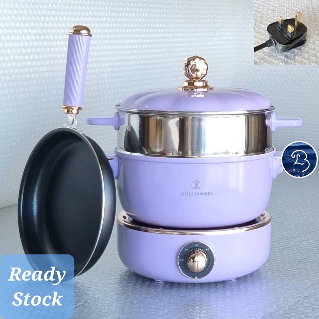 Beautiful Purple Cookware Set with Electrical Steamboat Grill, Pan ...