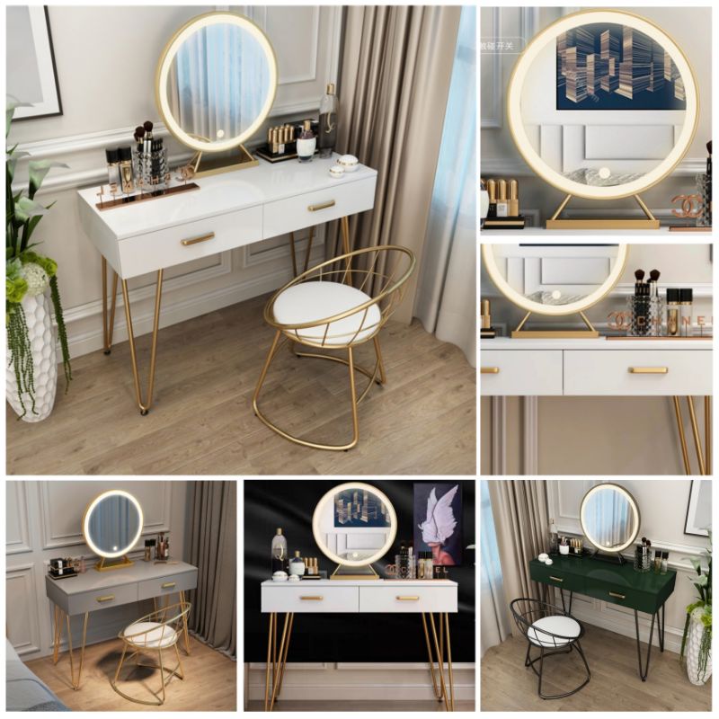 Nordic Dressing Table Makeup Meja Mekap Solek with LED mirror Modern ...
