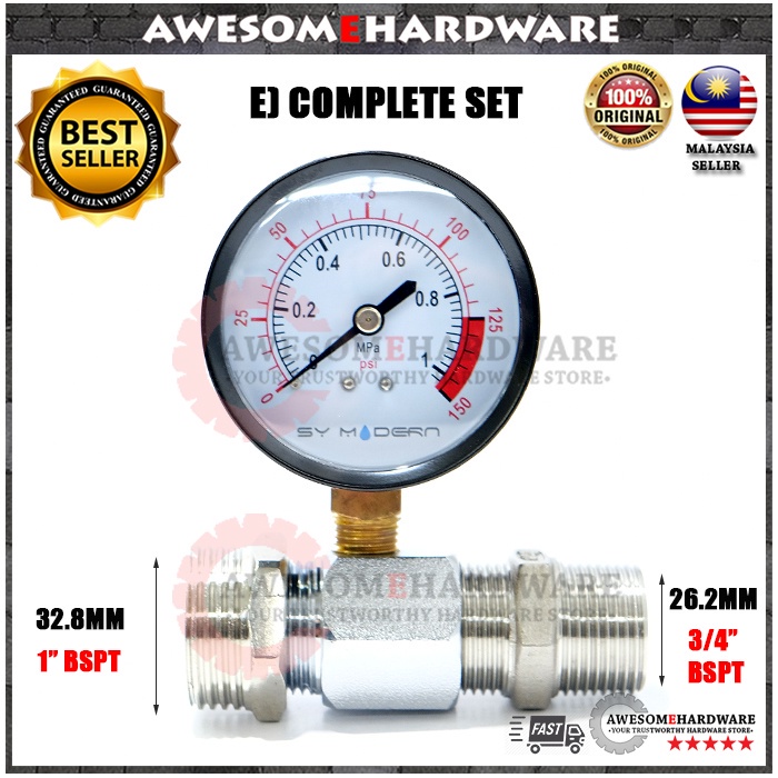 STAINLESS STEEL FRP WATER FILTER JOINT CONNECTOR WITH PRESSURE GAUGE ...