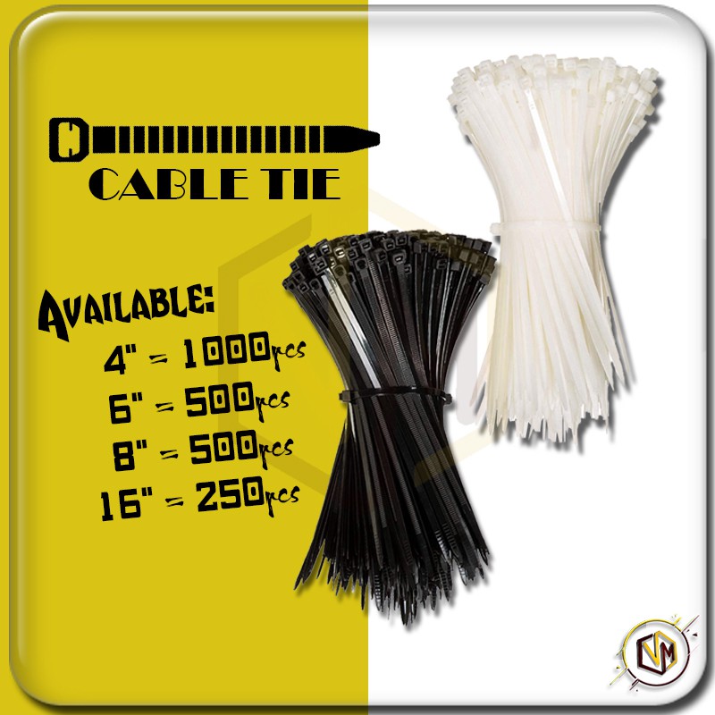 Cable Ties Nylon Wire Pengikat Wayar Kabel Tie Locking Zip Black White ...