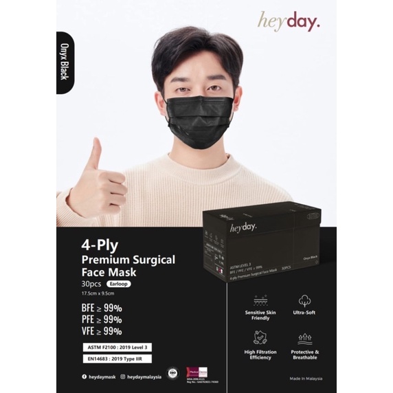 Heyday 4ply Premium Surgical Face Mask -Astm Level 3- (Made in Malaysia ...