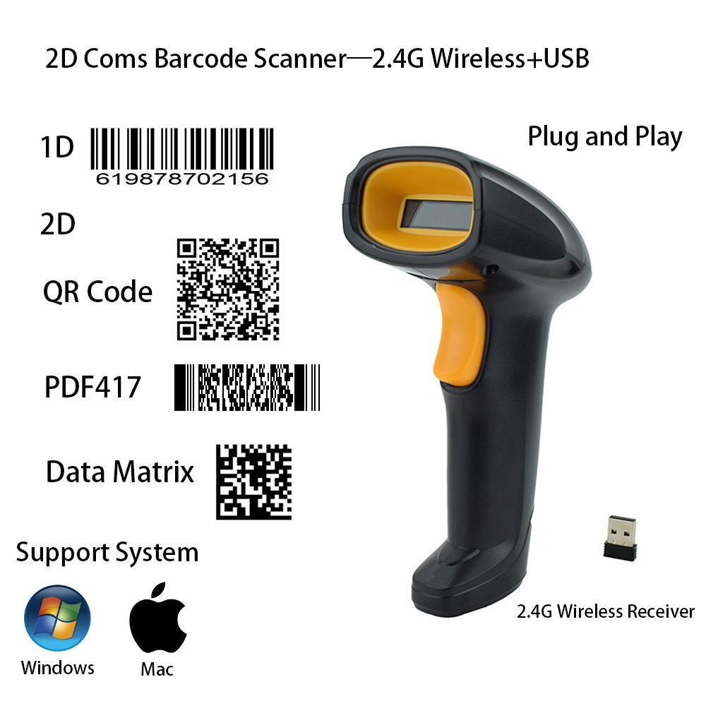 Competitive Price Wired Wireless 1D 2D QR Code Barcode Scanner ...