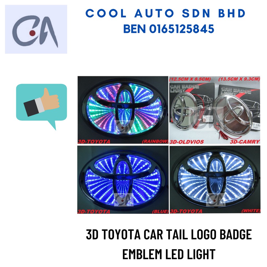 🔥READY STOCK 🔥3D TOYOTA CAR TAIL LOGO BADGE EMBLEM LED LIGHT | Shopee ...