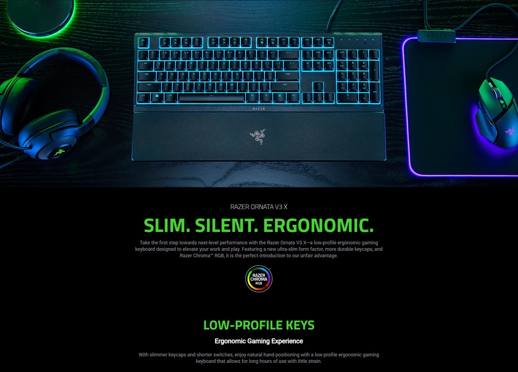 Razer Ornata V3 X - Low-profile Membrane Keyboard with Razer Chroma RGB ...