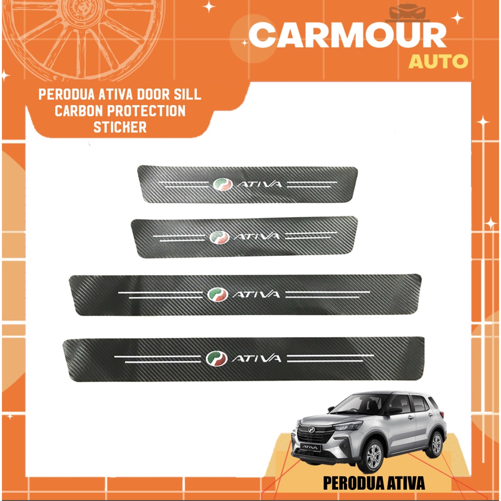 🔥Ready Stock🔥Perodua Ativa 2021 Door Sill Protection Carbon Sticker ...