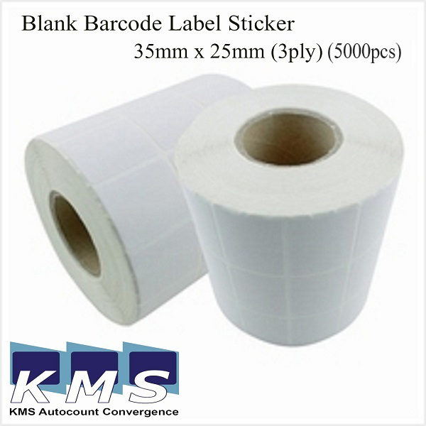 Blank Barcode Label Sticker 35mm x 25mm (3ply) (5000pcs) (1roll ...
