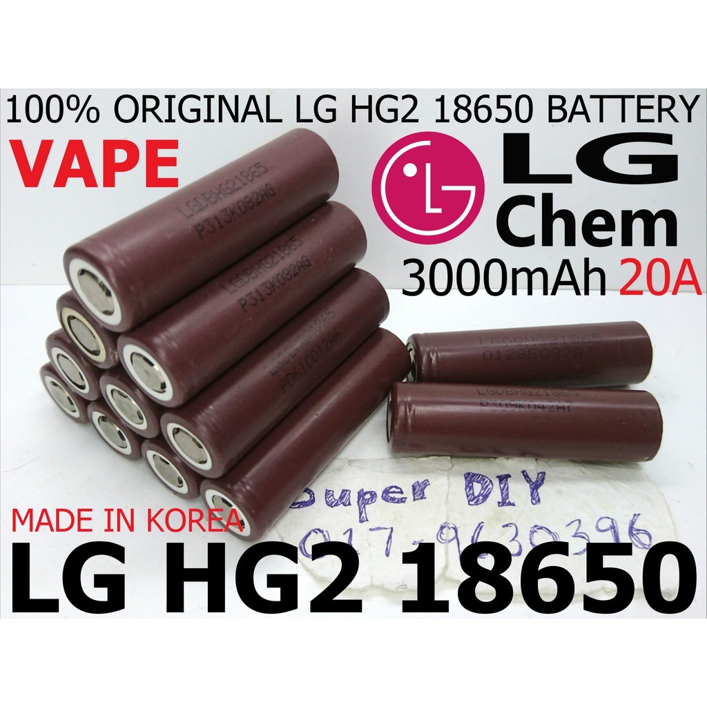 LG DB HG2 18650 3.7V 3000mAh Rechargeable lithium ion li-ion Vape ...