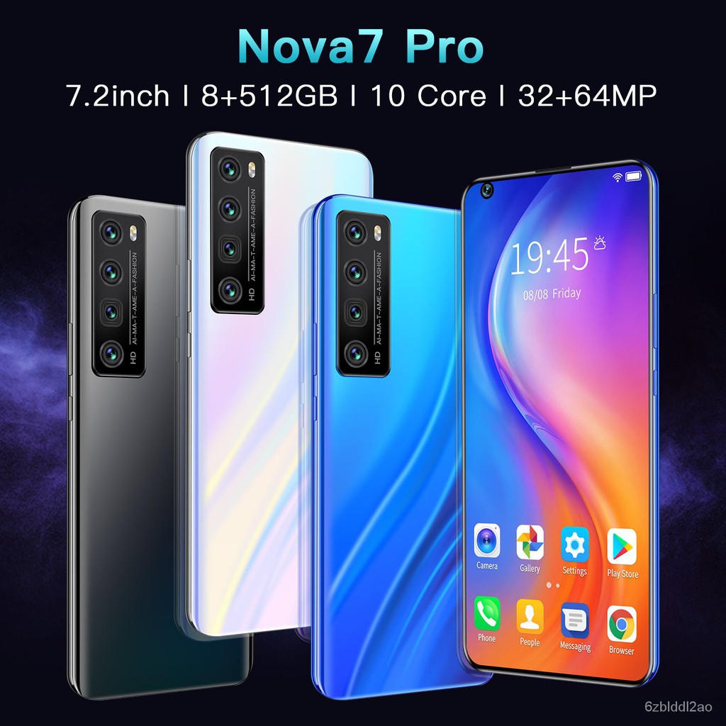 Hot Sale Nova7 Pro 7.2 Inch Surface Screen Smartphone 10 Core 8GB RAM 512GB ROM 5G Mobile Phone ...