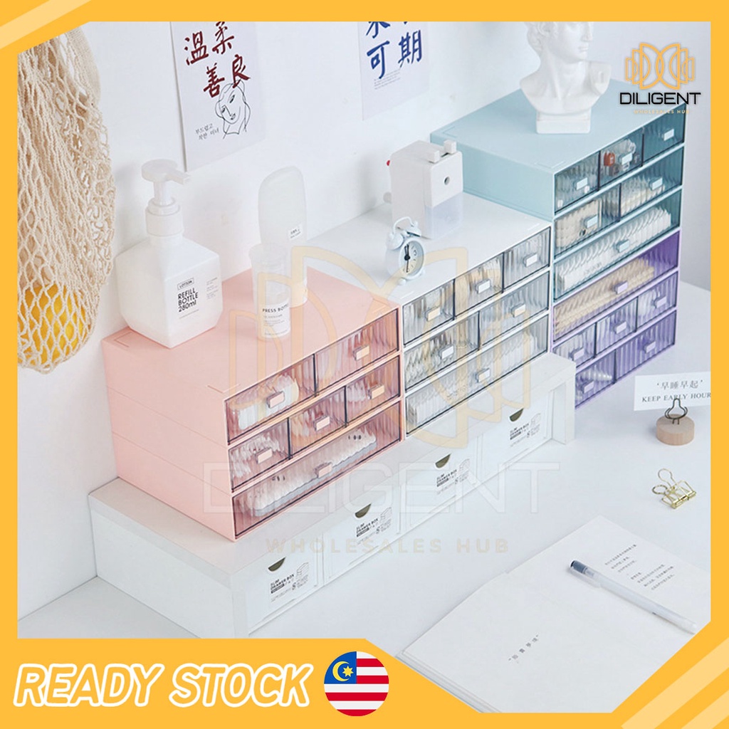 【D164】Kotak Penyimpanan Laci Tumpukan Desk Organizer Stationery Jewelry ...