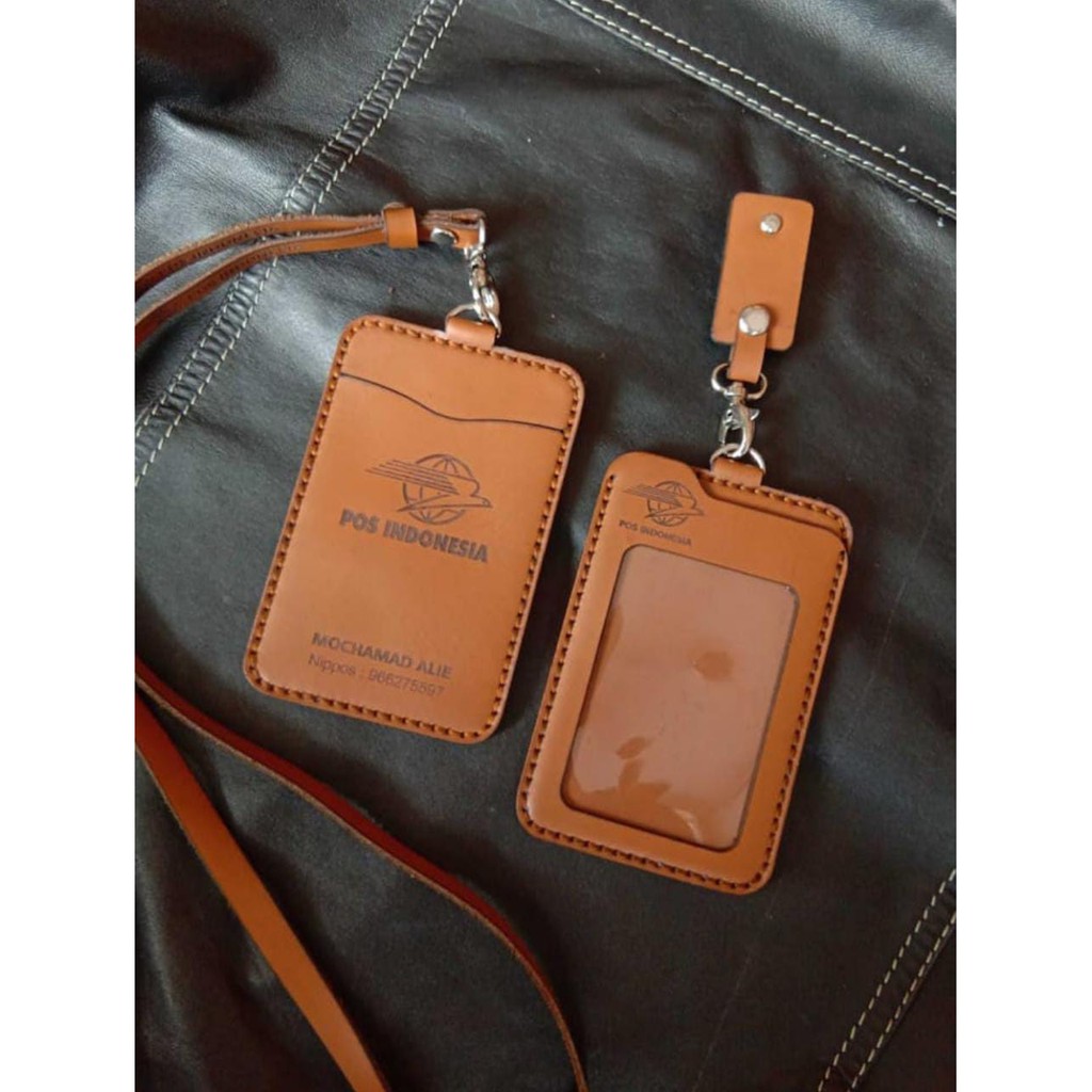 Name Tag Id Card Holder Leather Custom Logo & Name - Custom Leather Id ...