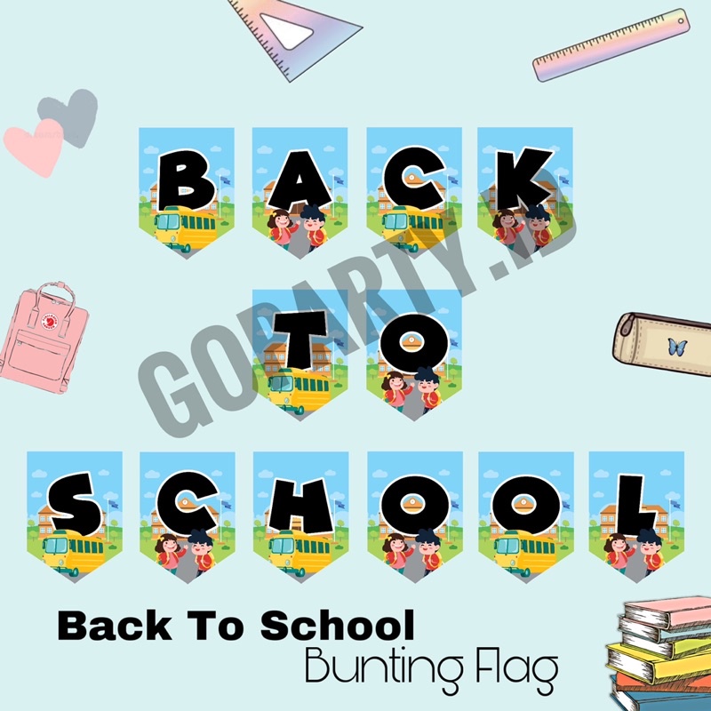 BACK TO SCHOOL BUNTING FLAG BANNER SCHOOL WALL DECORATION | Shopee Malaysia