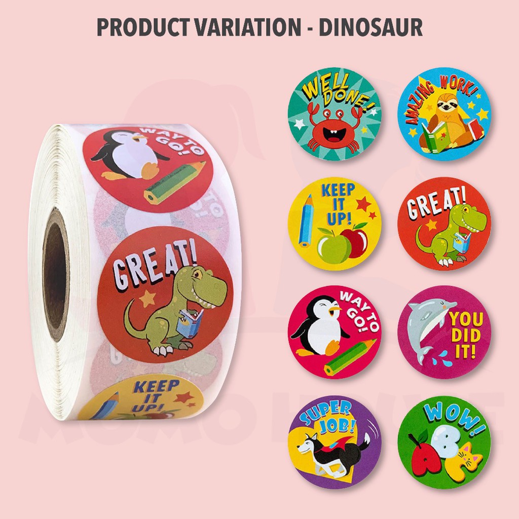 Stiker Kanak-Kanak Round Sticker Labels Roll 500pcs/roll Reward ...