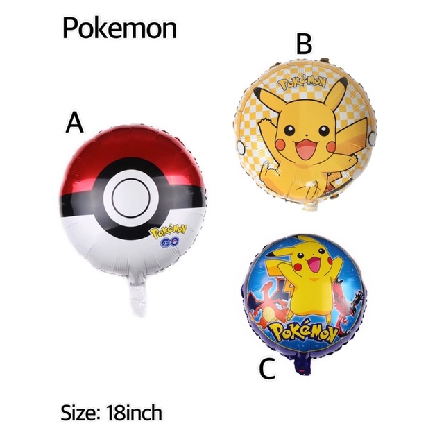 18inch Round Pokemon Pokeball Pikachu Foil Balloons Pokemon Foil ...
