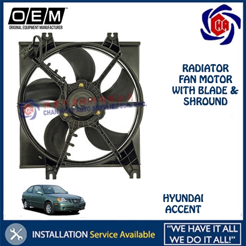 Hyundai Accent Radiator Fan Motor With Blade and Shroud Assy (1set ...