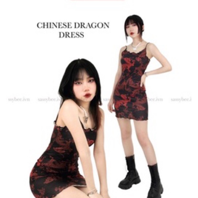 [Bill Of Customer] Chinese dragon dress Spaghetti strap body dress with ...