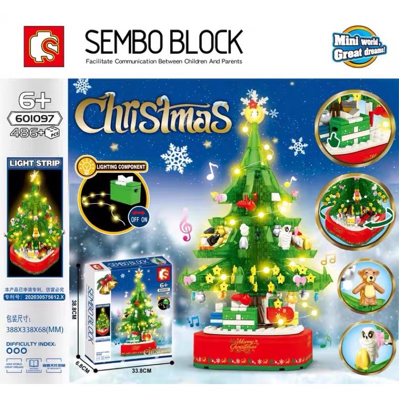 SEMBO BLOCK 601097 CHRISTMAS TREE WITH MUSIC & LIGHT | Shopee Malaysia
