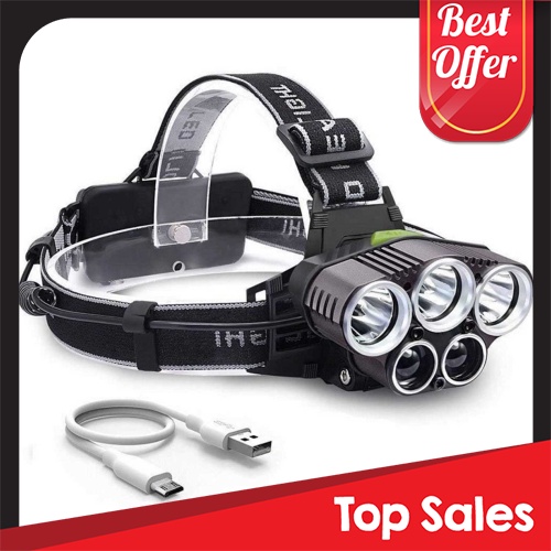 Rechargeable LED Headlamp Adjustable Angle Head Flashlight Bike Light ...
