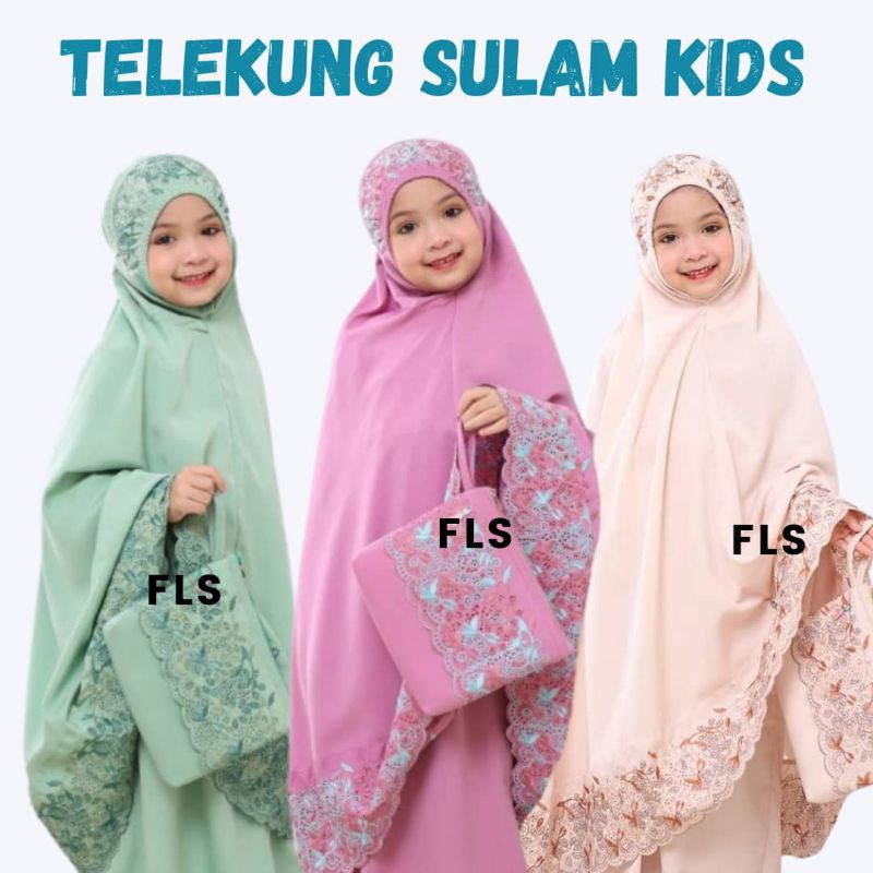 ⭐SALESS !! TELEKUNG SULAM KIDS, TELEKUNG BUDAK SET BEG. COTTON ROSELLA ...