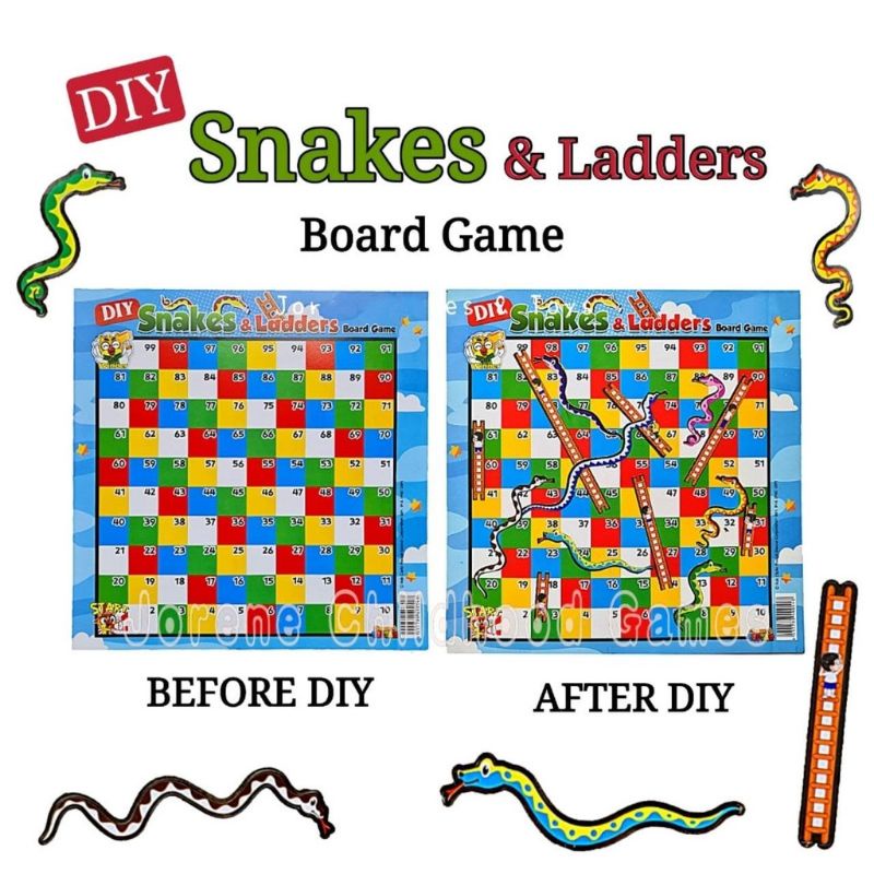 DIY SNAKE AND LADDERS BOARD GAME 2IN1 | Shopee Malaysia