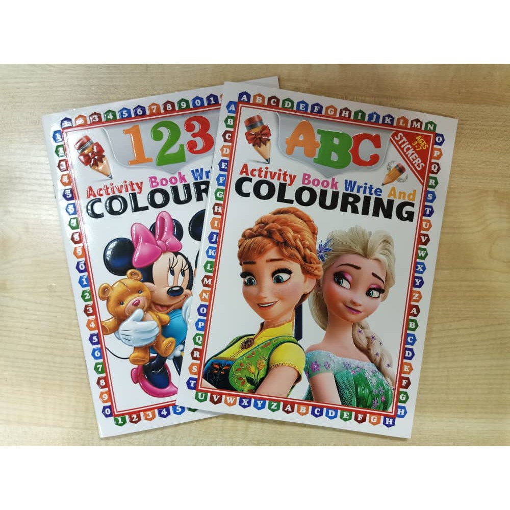 ABC/123 Colouring Book with Stickers - 1book | Shopee Malaysia