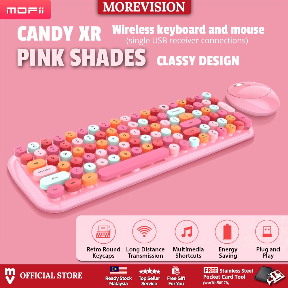 MOFii Candy XR Wireless Keyboard and Mouse Combo Set Pink Color Cute ...