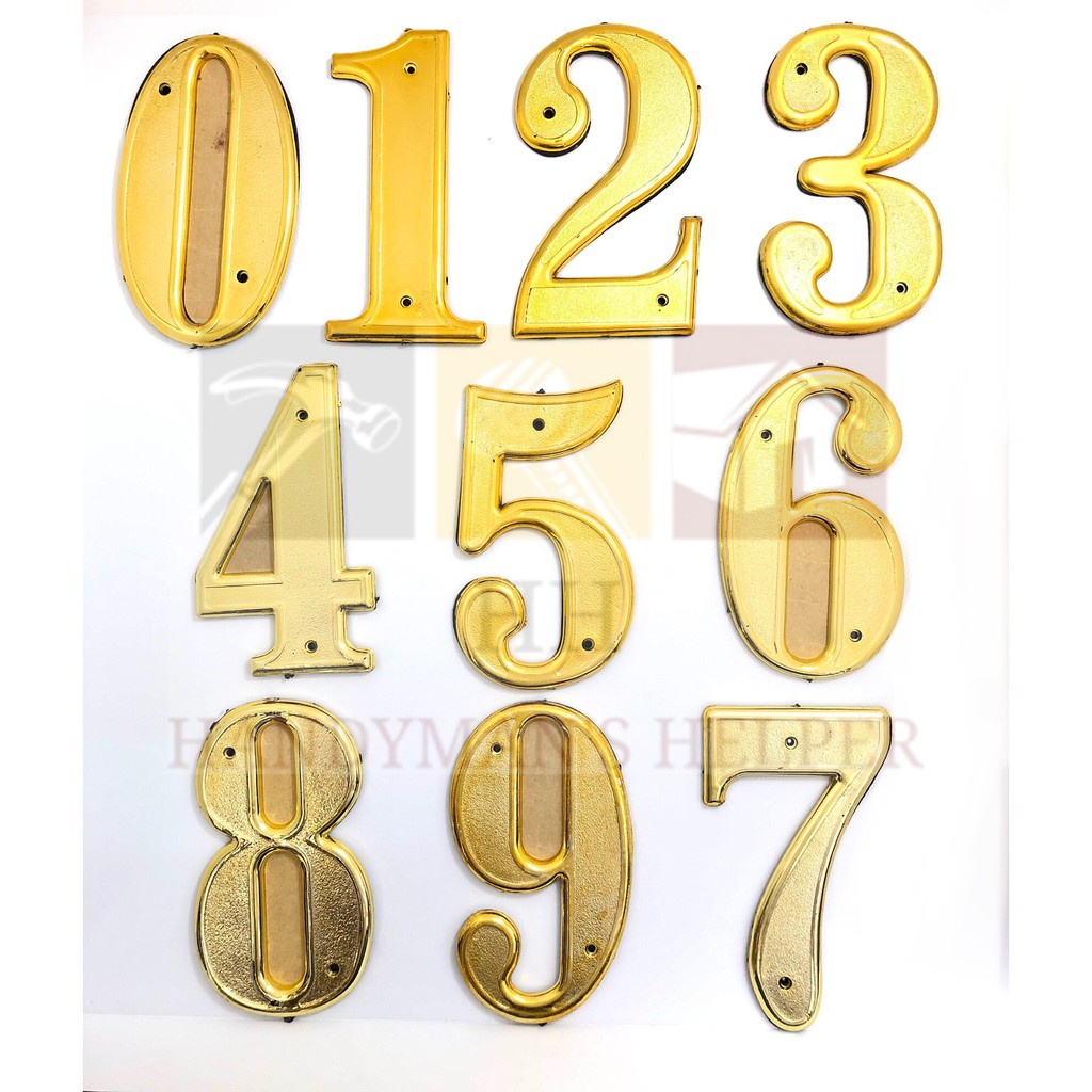5'' GOLD HOUSE NUMBER PLATE DOOR PLATE NOMBOR RUMAH EMAS BESAR 5INCI ...