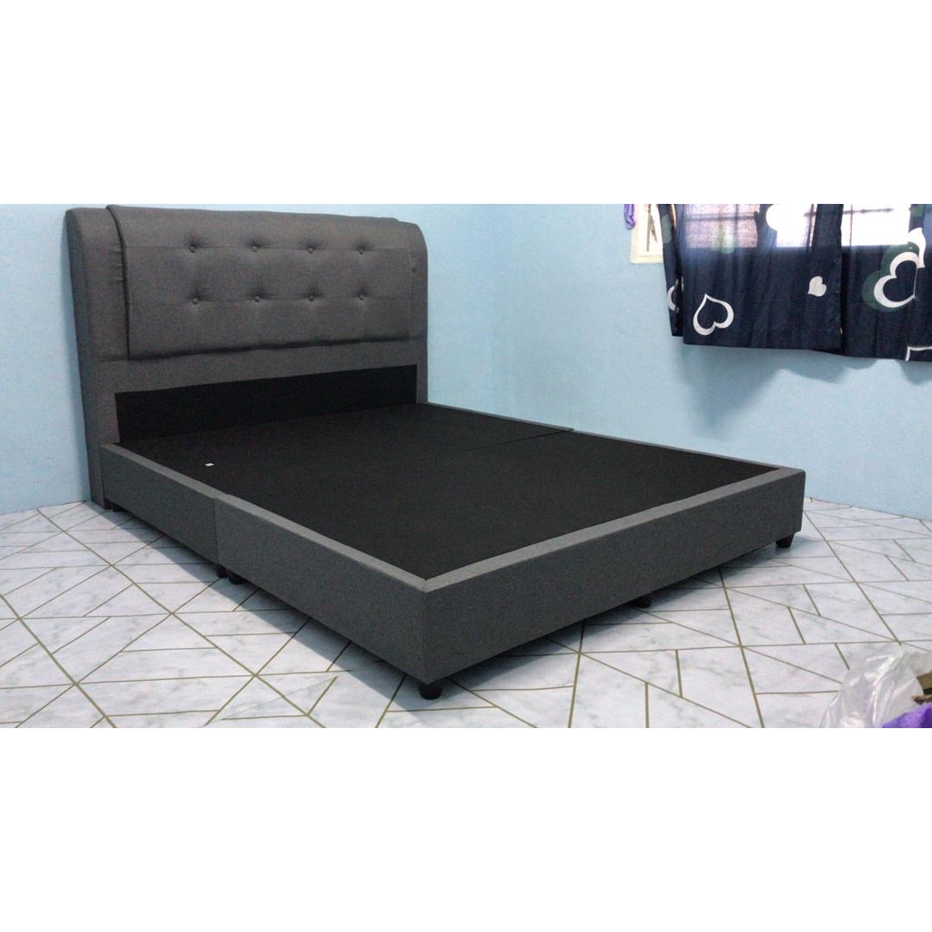 Harga Termurah Katil Kain Kelabu Divan Katil Queen Tambah Foam Tilam ...