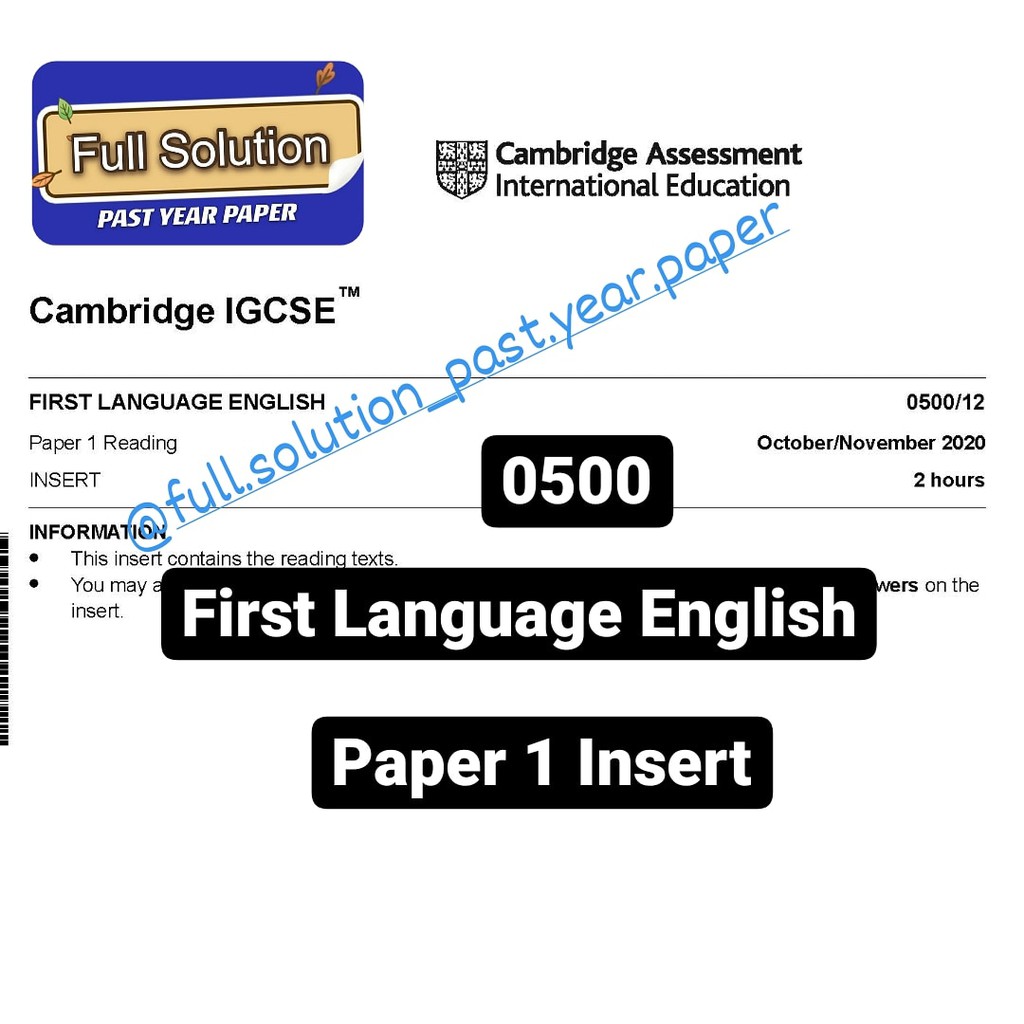 Cambridge IGCSE 0500 First Language English Past Year [Question Paper ...