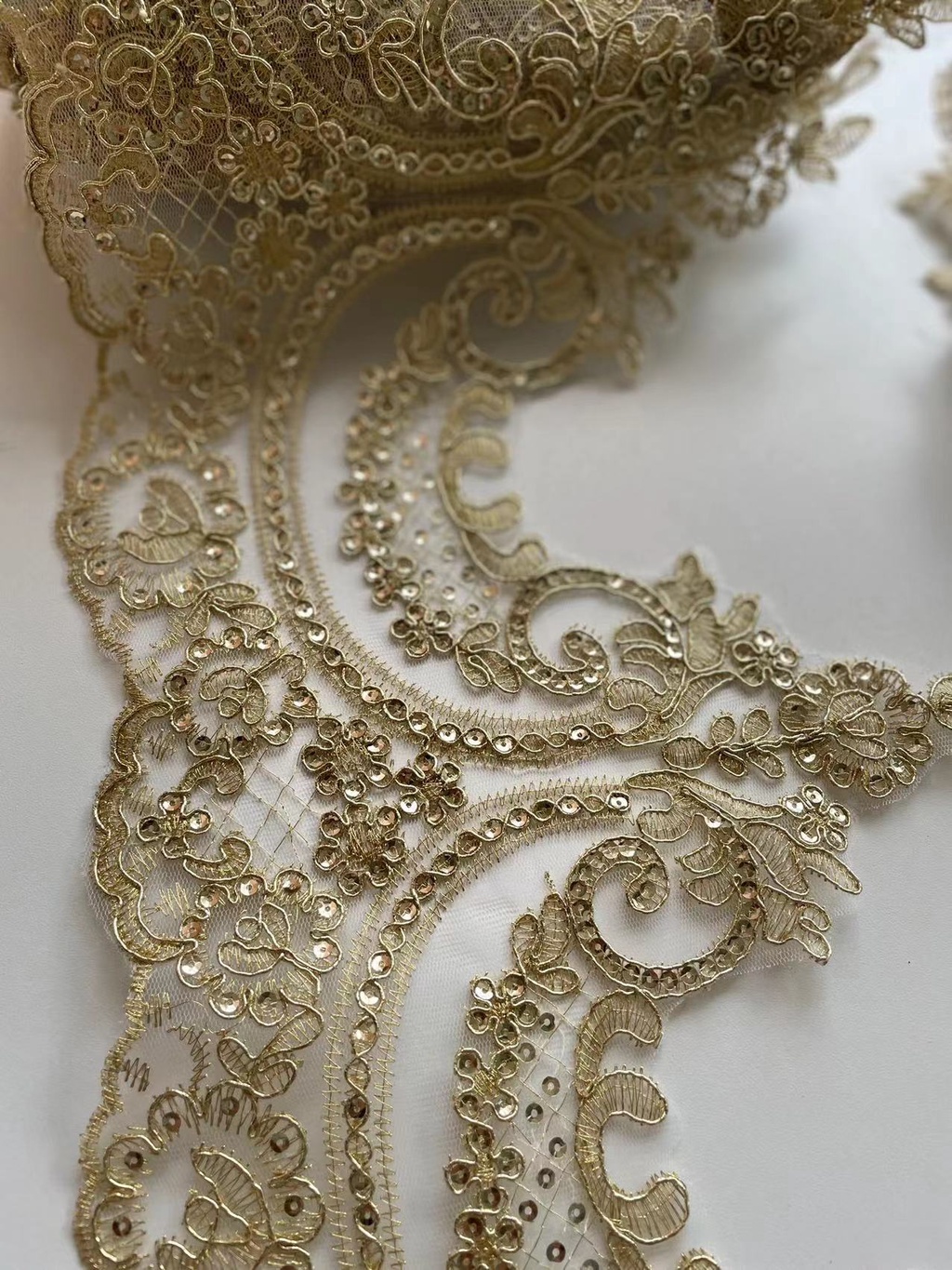 1 Meter Gold Color Border Lace Premium Designer Border Lace for Wedding ...