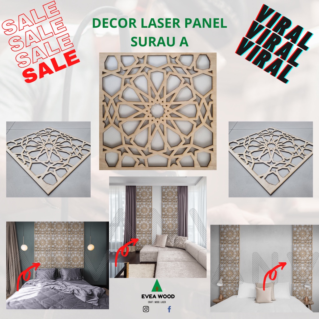 SURAU DECOR LASER PANEL - EVEA WOOD | Shopee Malaysia