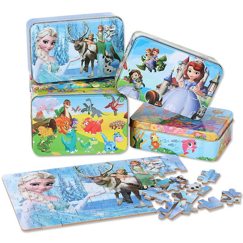 Kids Wooden Jigsaw Puzzle Box 60pcs / 200pcs Dinasour/ Princess ...