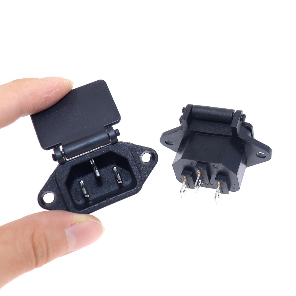 2pcs AC 250V 10A 3-Pin IEC320 C14 Inlet Plug Power Socket Black + Cover ...