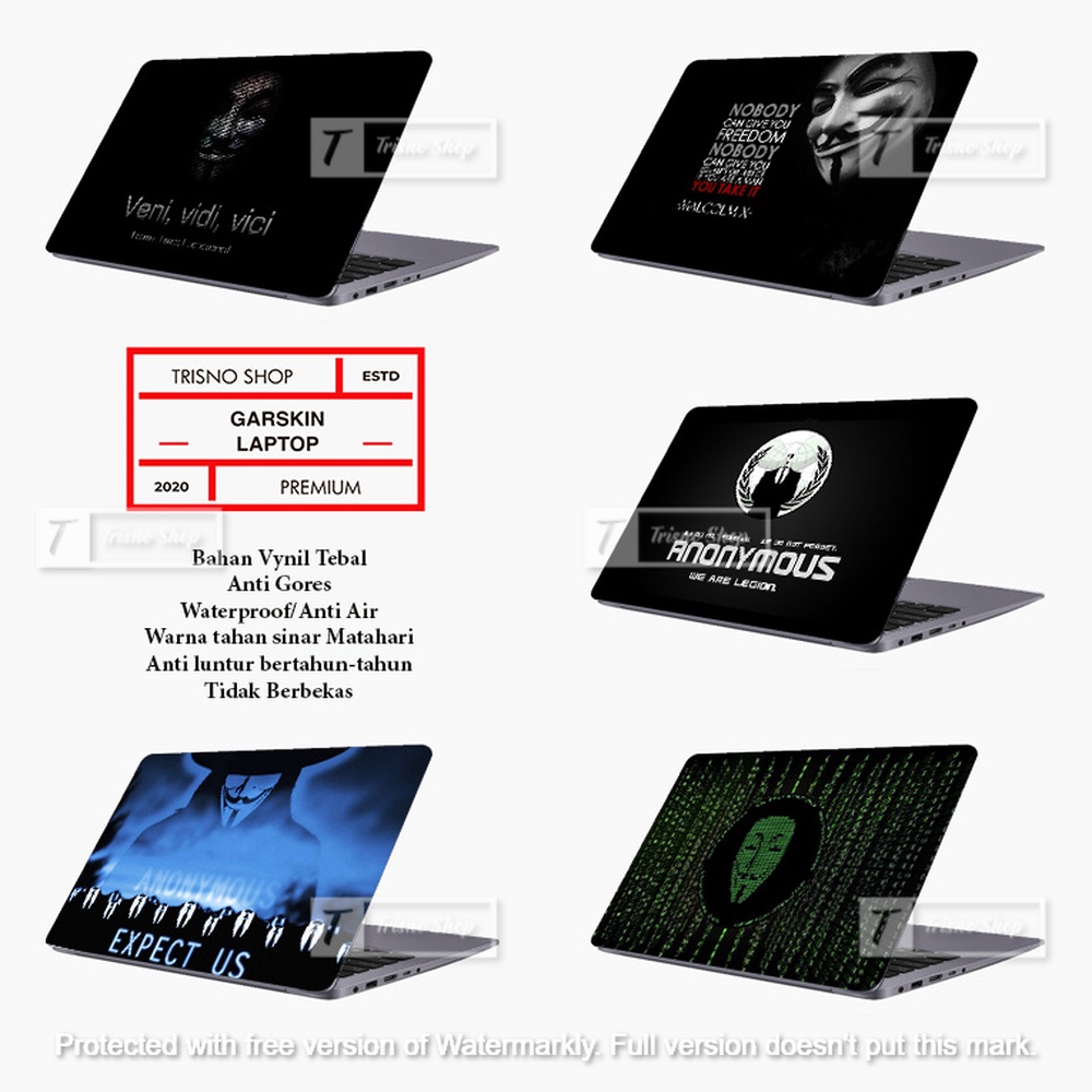 Laptop Sticker | Garskin Laptop | Anonymous+lamination | Shopee Malaysia