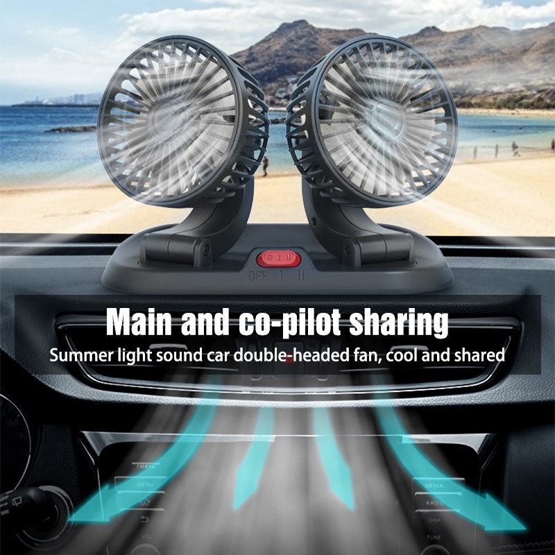360° Rotatable High Speed Double Head Car Fan Ventilador Air ...