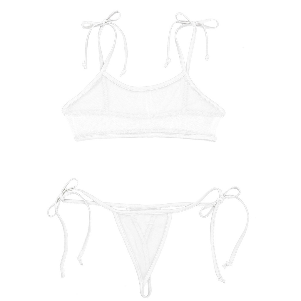 Womens Mini Sheer Mesh See Through Bathing Suit Swimwear Sexy Bra Top