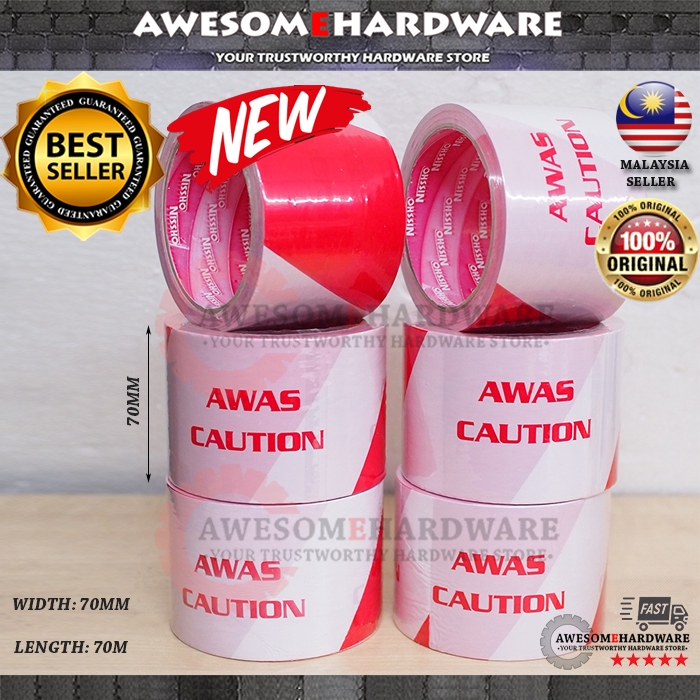 (70M 230FT) 3" 70MM BARRICADE TAPE CAUTION TAPE AWAS RED AND WHITE ...