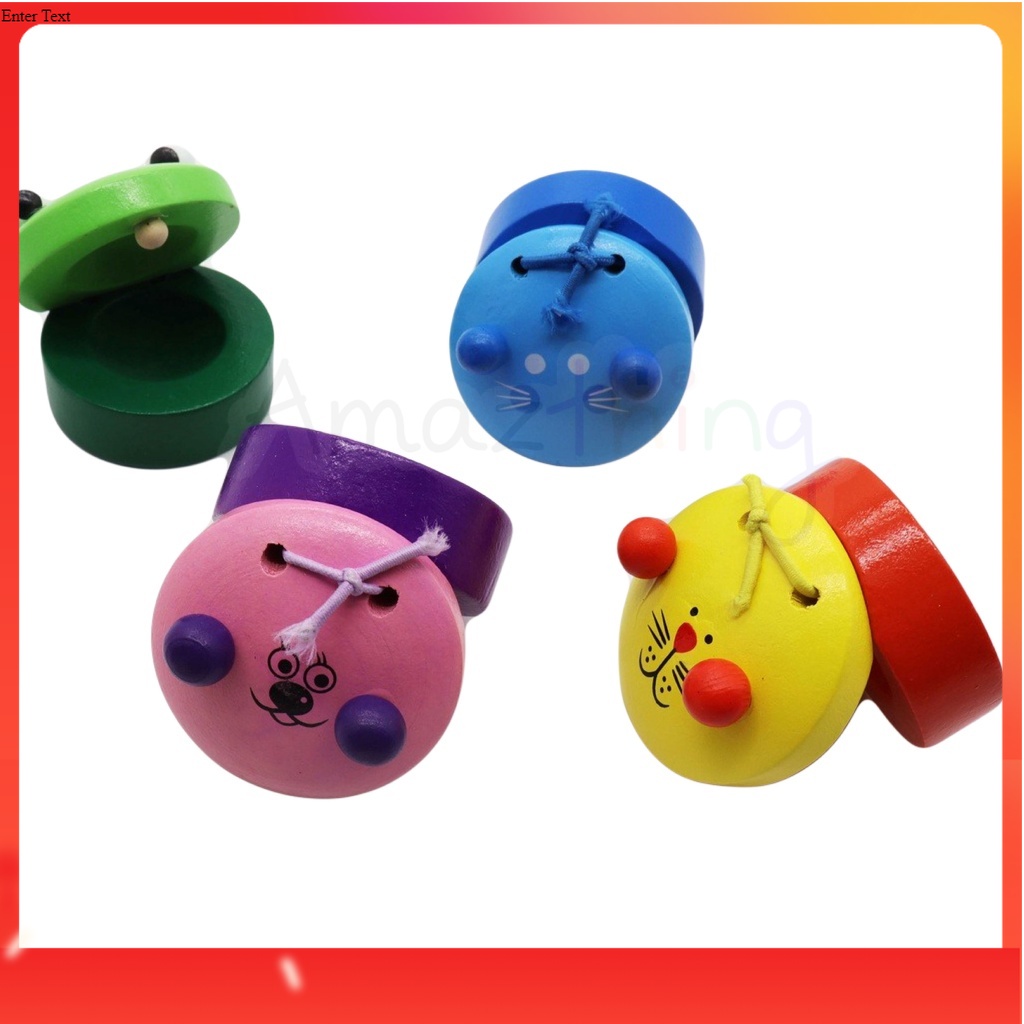 Amazthing Wooden Cartoon Castanet 5cm Musical Toys Percussion ...