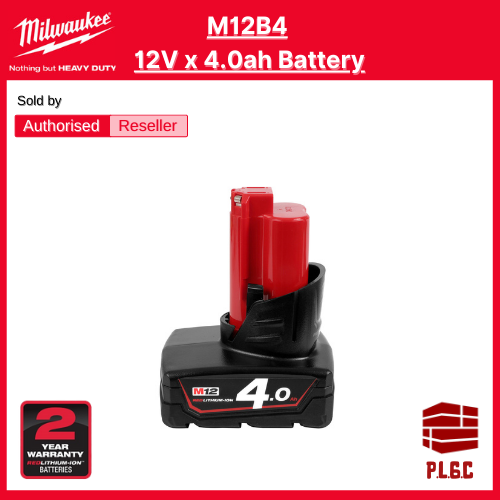 Milwaukee M12B4 12V x 4.0AH Red-Lithium Battery | Shopee Malaysia