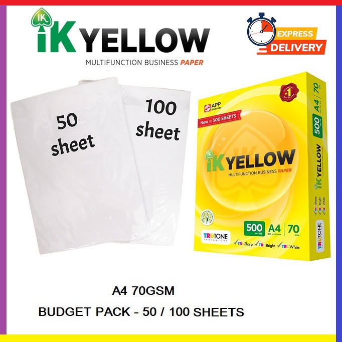 IK Yellow A4 Paper 70gsm For Homework Print, Document Print, Air ...
